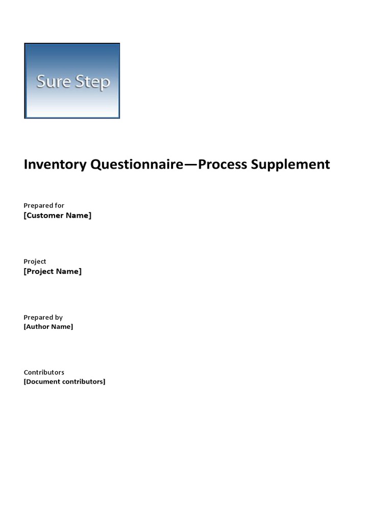 Inventory Questionnaire-Process Supplement: (Customer Name) | PDF ...