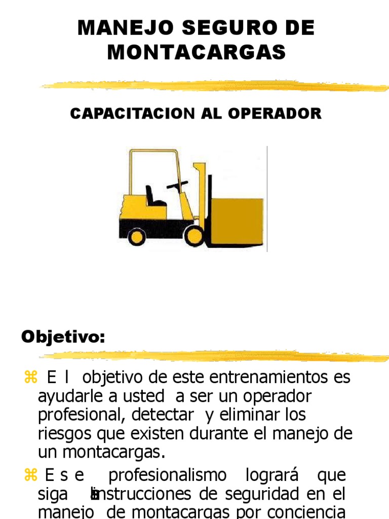 Manejo Seguro de Montacargas | PDF | Máquina elevadora | Suspensión (Vehículo)