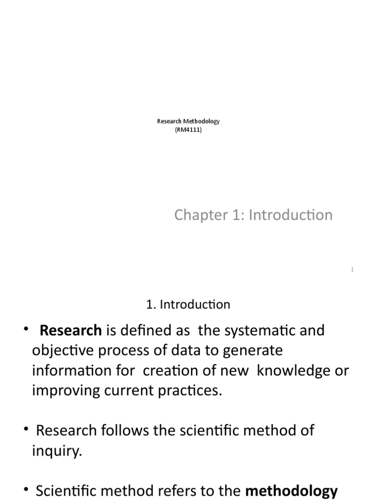 Chapter 1: Introduction: Research Methodology (RM4111) | PDF | Evaluation Methods | Scientific ...