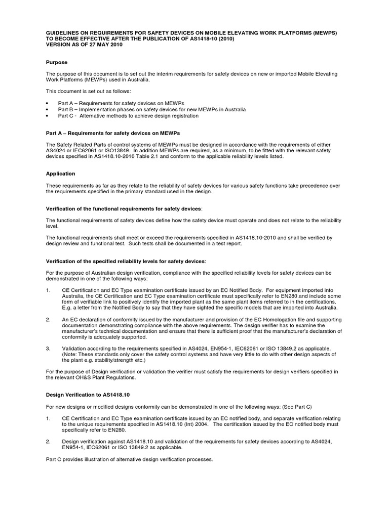 MEWP Safety | PDF | Verification And Validation | Reliability Engineering