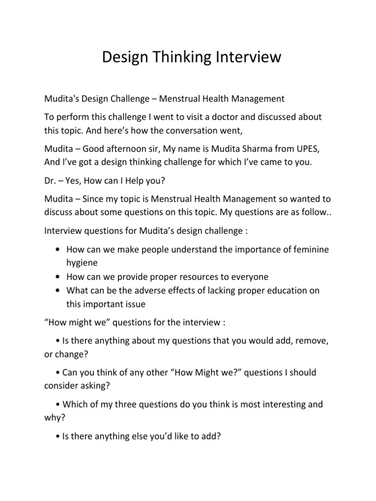 Design Thinking Interview | PDF