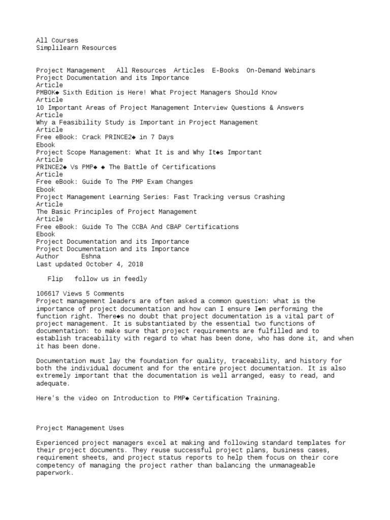 Importance of Project Documentation | PDF | Project Management ...