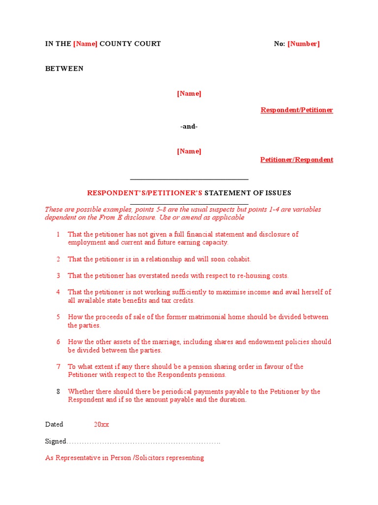 Statement of Issues | PDF
