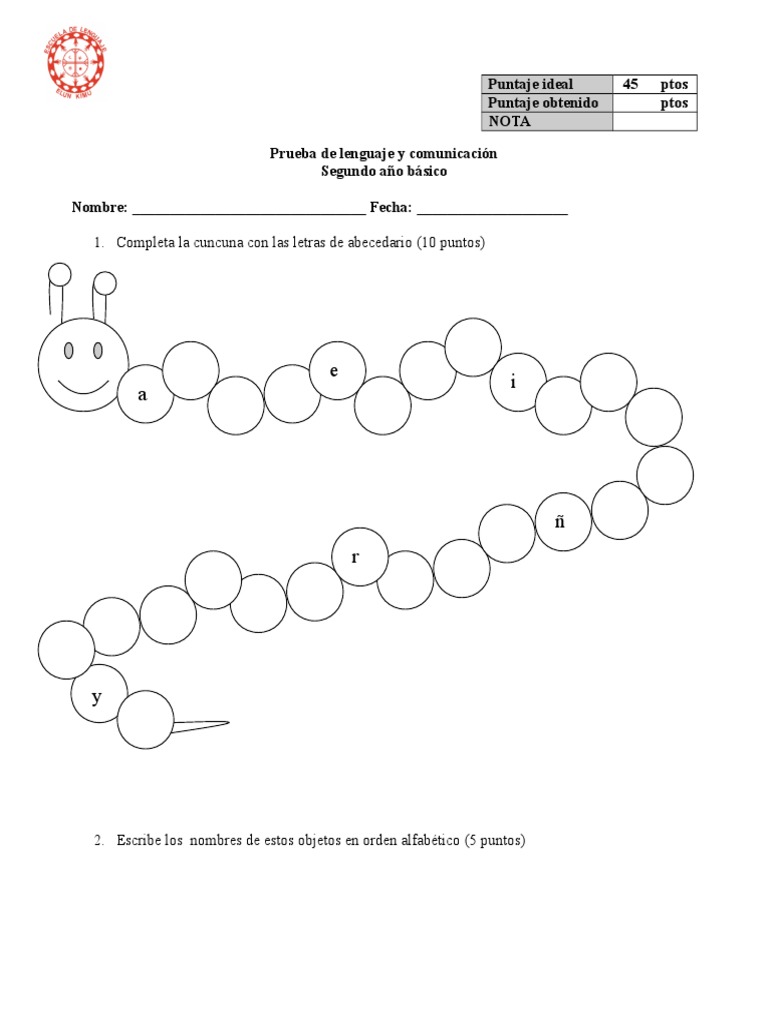 Prueba El Abecedario Segundo Basico | PDF