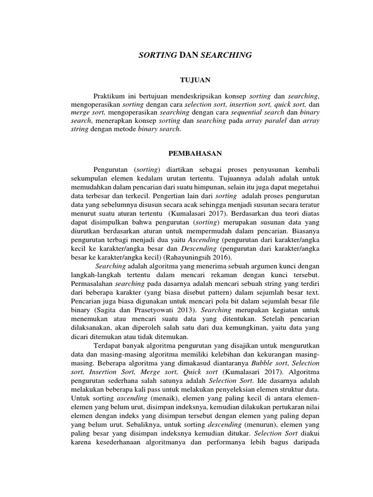 Algoritma Sorting dan Searching Data | PDF