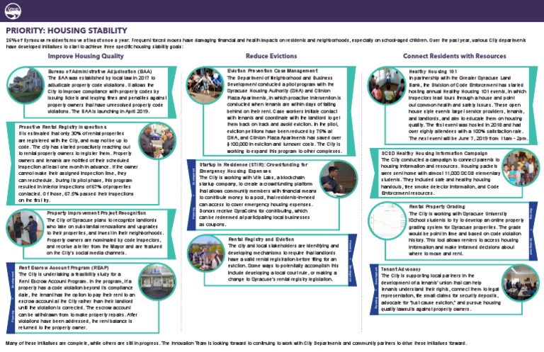 11 housing stability initiatives in Syracuse | Eviction | Landlord