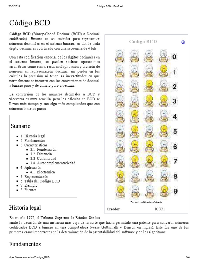 Código BCD | Descargar gratis PDF | Decimal codificado en binario | Algoritmos