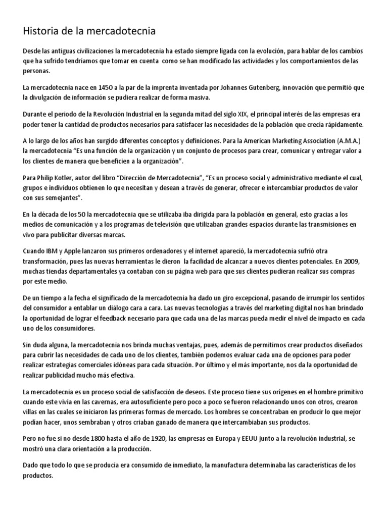 Historia de La Mercadotecnia | PDF | Marketing | Mercado (economía)