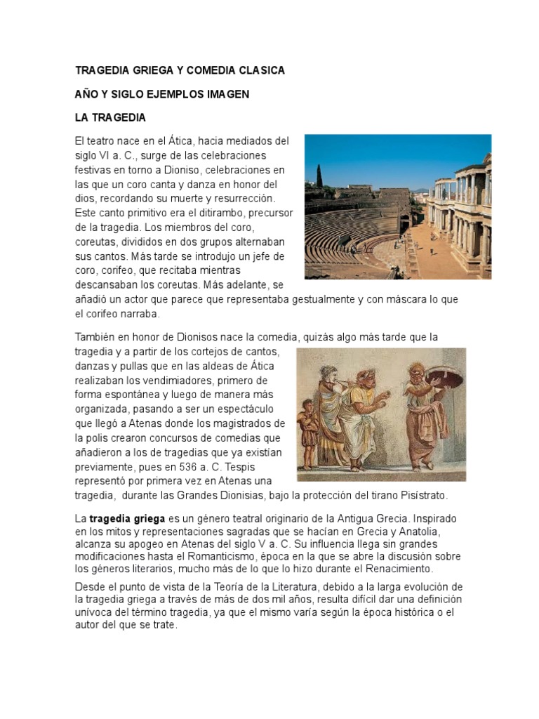 Tragedia Griega y Comedia Clasica Cromo | PDF | Teatro ...