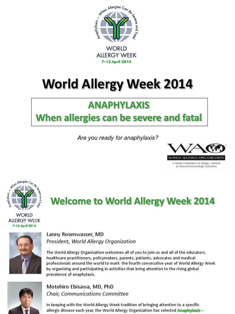 WorldAllergyWeek2014 AnaphylaxisInformation Final | PDF | Allergy ...