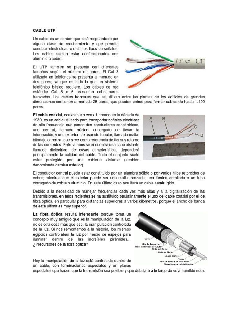Concepto y uso del cable UTP | PDF | Telecomunicaciones | Componentes ...