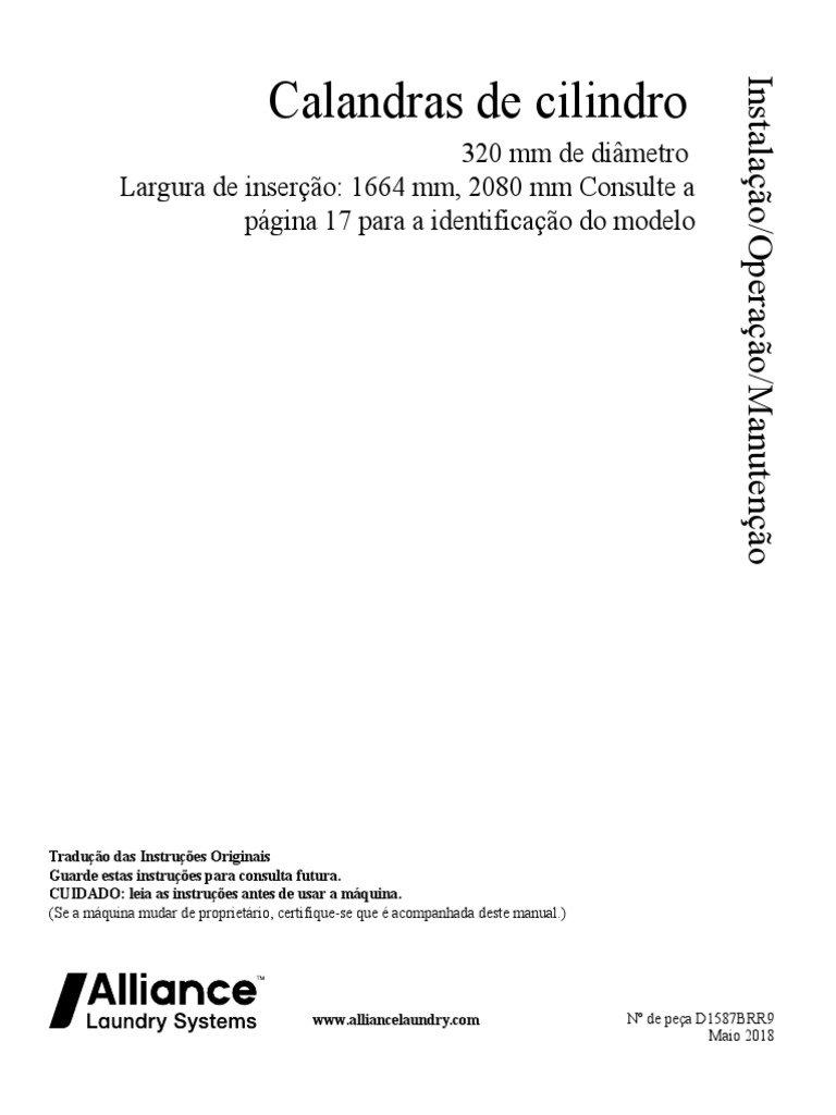 Calandra Cilindro Alliance Laundry PDF | PDF | Roupas | Temperatura
