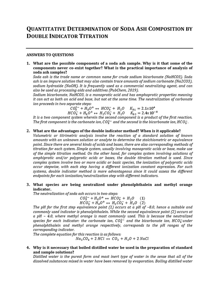 Soda Ash Composition | PDF | Sodium Carbonate | Titration