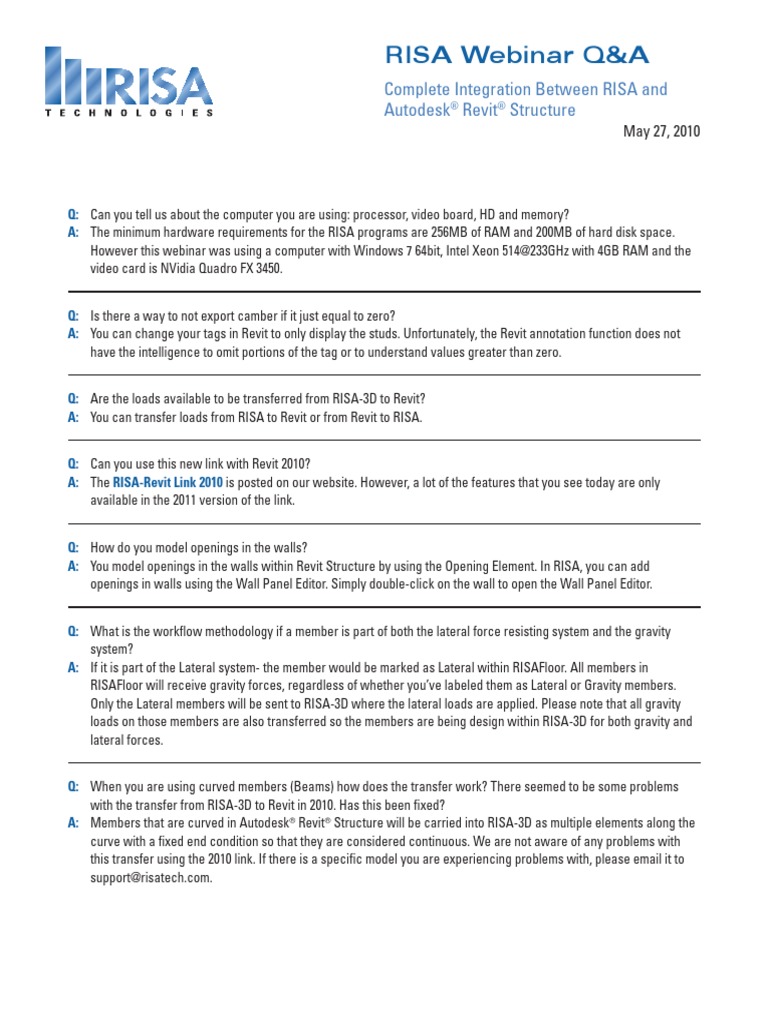 WebinarQ&a RevitIntegration | PDF | Autodesk Revit | Random Access Memory