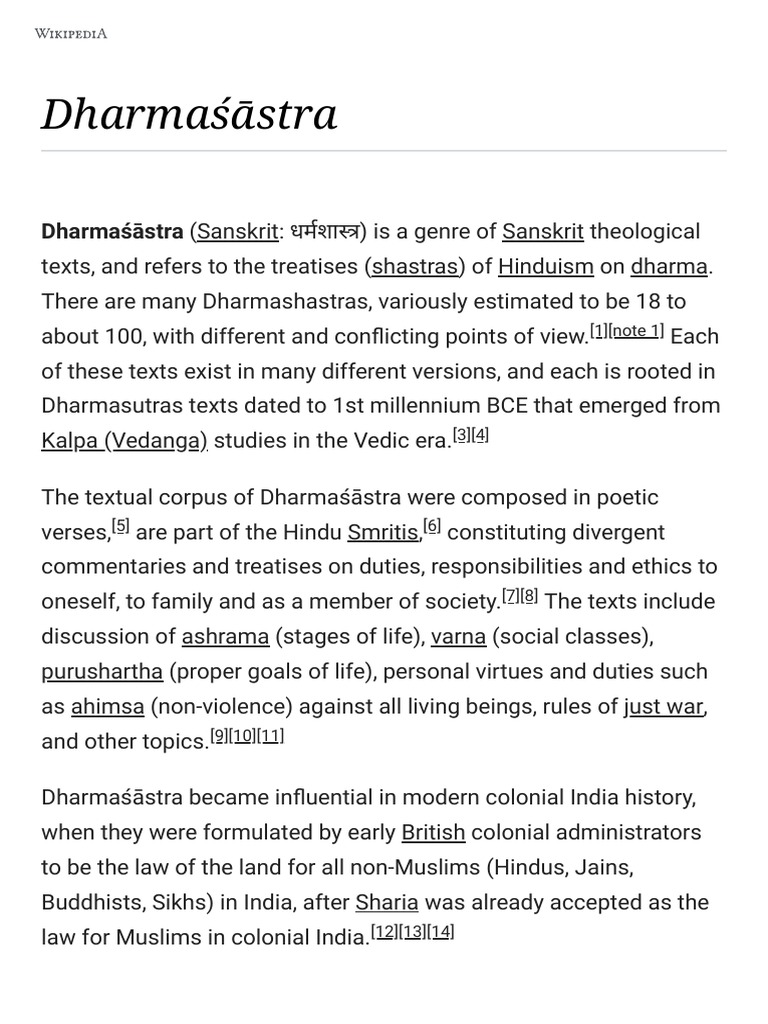 Dharmaśāstra - Wikipedia | PDF | Vedas | Hindu Texts