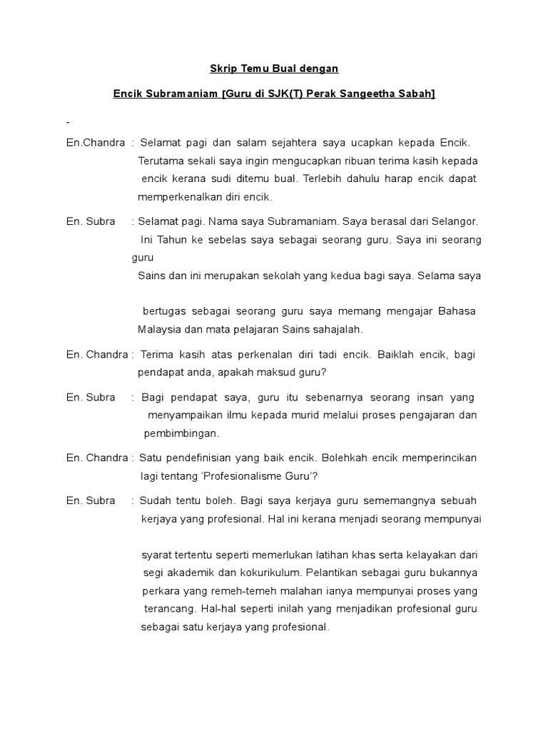 Skrip Temu Bual | PDF