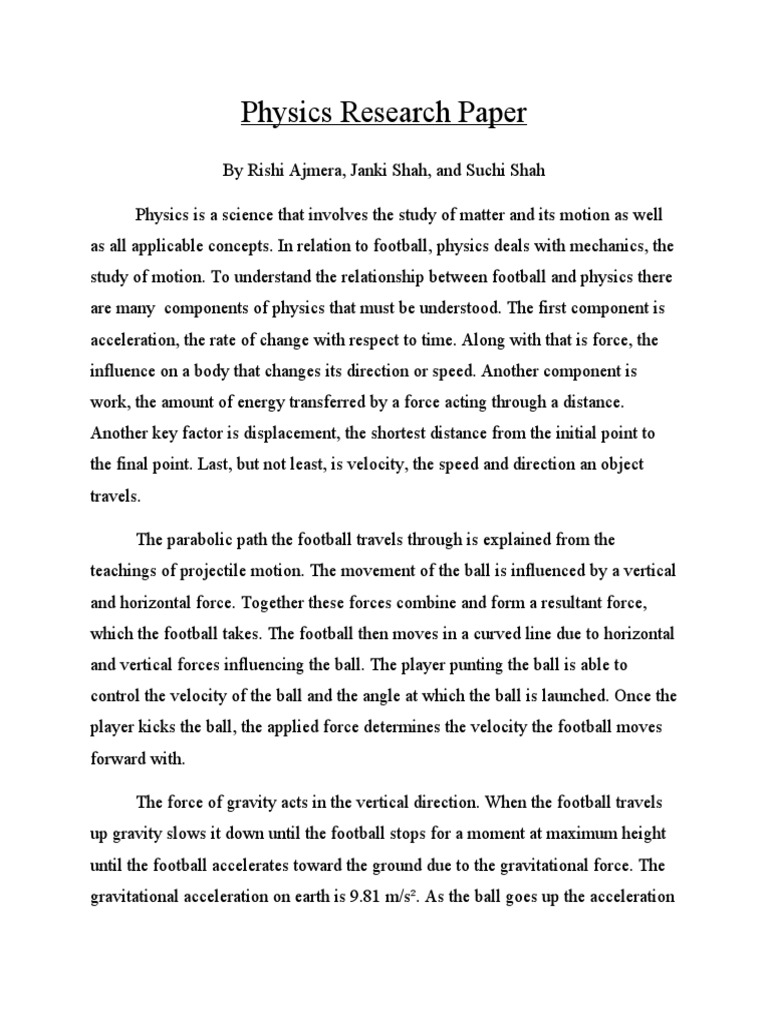 Physics Research Paper | PDF | Force | Momentum