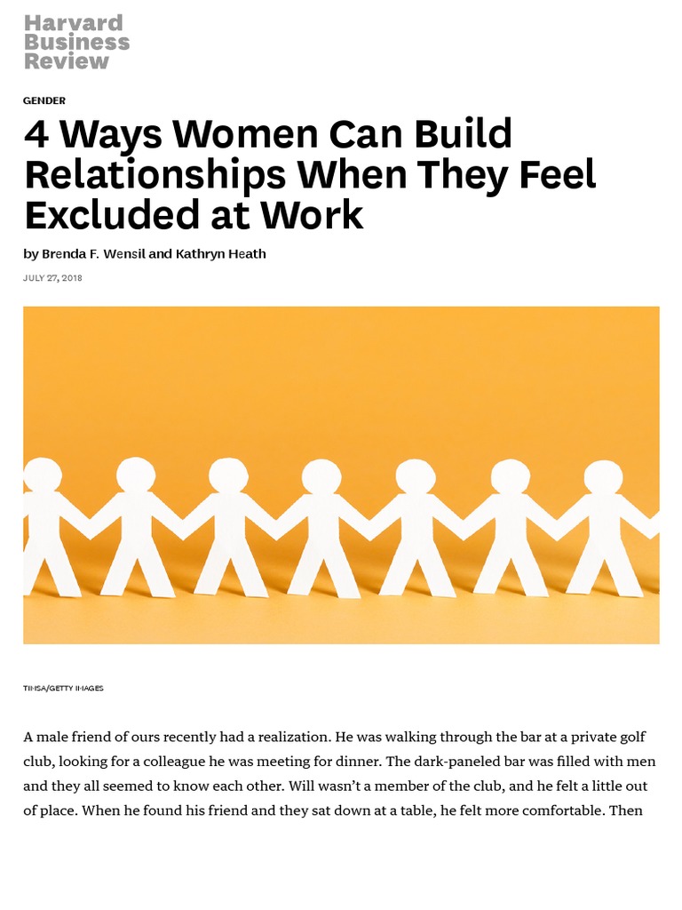 4 Ways Women Can Build Relationships When They Feel Excluded at Work | PDF