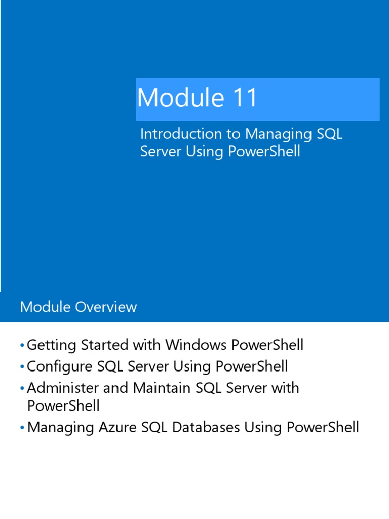 Introduction To Managing SQL Server Using Powershell | PDF | Microsoft ...