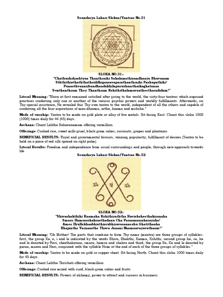 Soundarya Lahari Yantras Part 4 PDF | PDF | Mantra | Devi