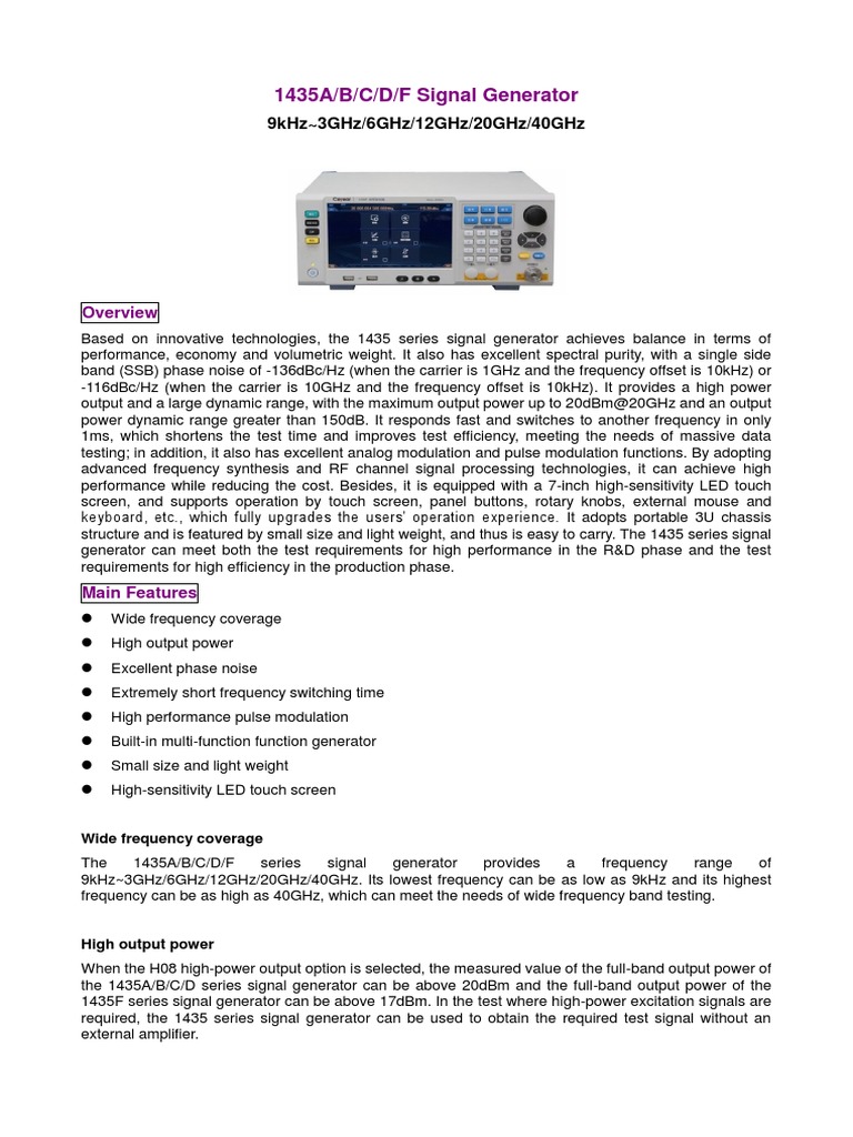 Ceyear 1435D Signal Geneator | PDF | Modulation | Decibel