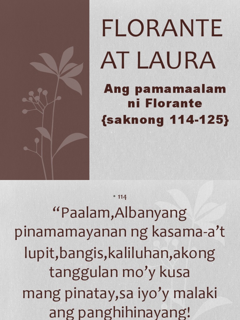 Ang Pamamaalam Ni Florante Saknong 114 125 | PDF