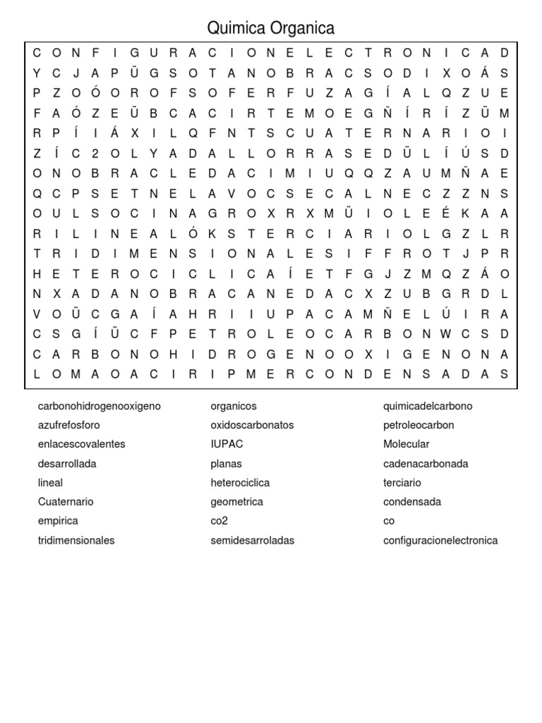 Quimica Organica Sopa de Letras 4