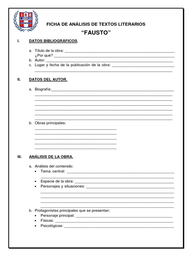 Ficha de Análisis de Textos Literarios | PDF