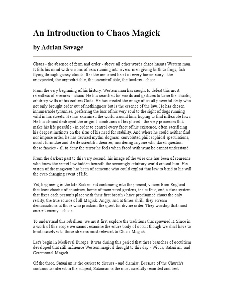 An Introduction To Chaos Magick | PDF | Wicca | Aleister Crowley