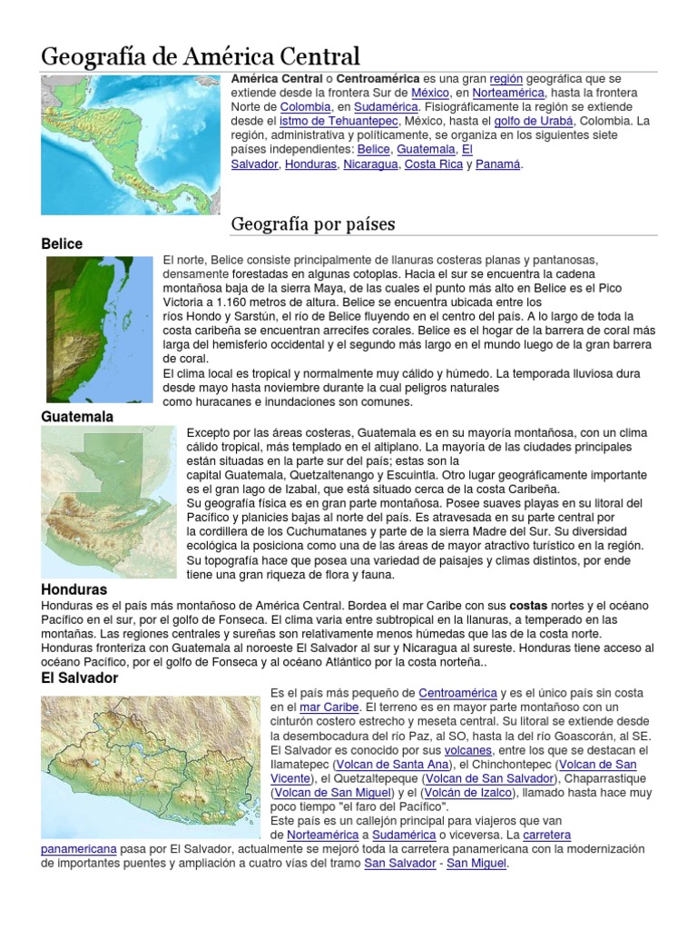 Geografía y características de Centroamérica | PDF | Centroamérica | Belice