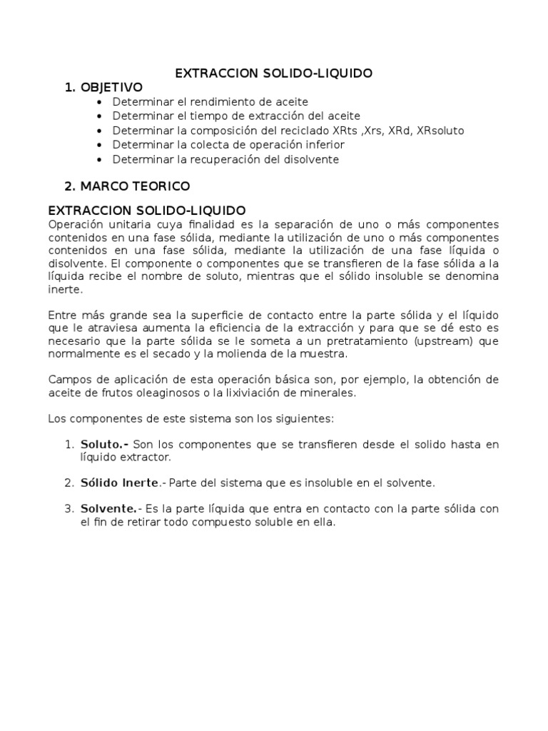 Extraccion Solido Liquido PDF | PDF | Química | Ciencias fisicas
