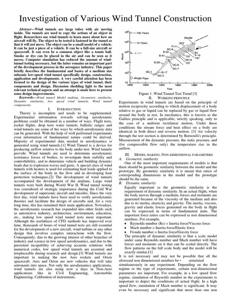 Design and Operation of Low-Speed Wind Tunnels for Aerodynamic Testing ...