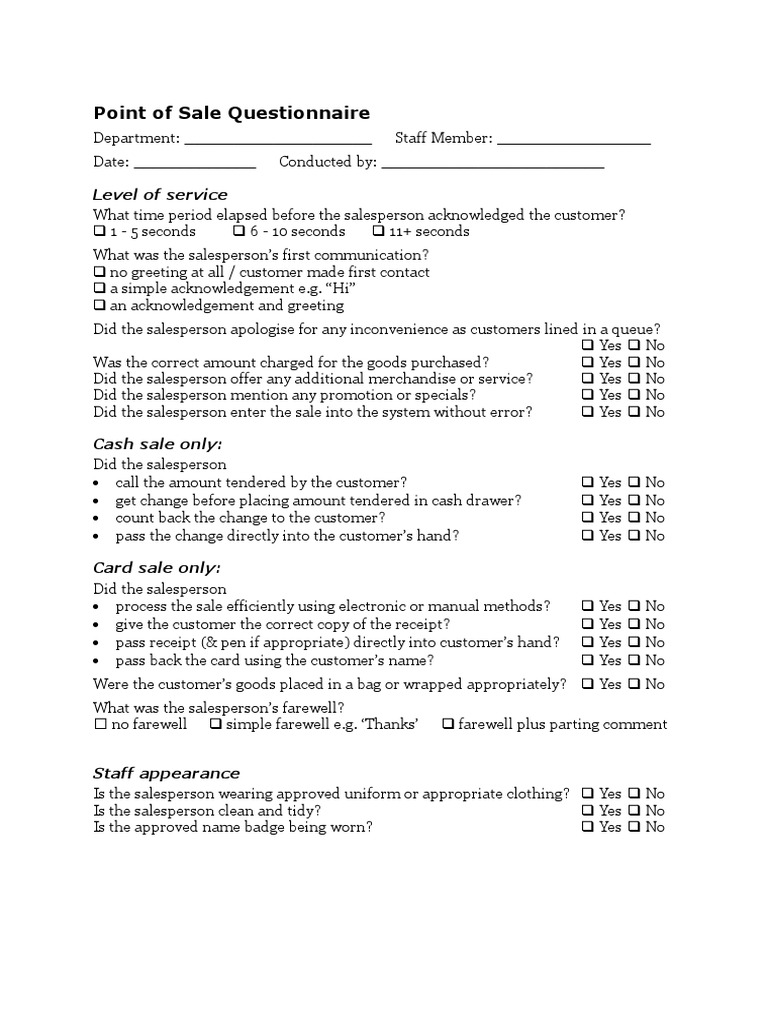 POS Questionnaire | PDF | Point Of Sale | Receipt
