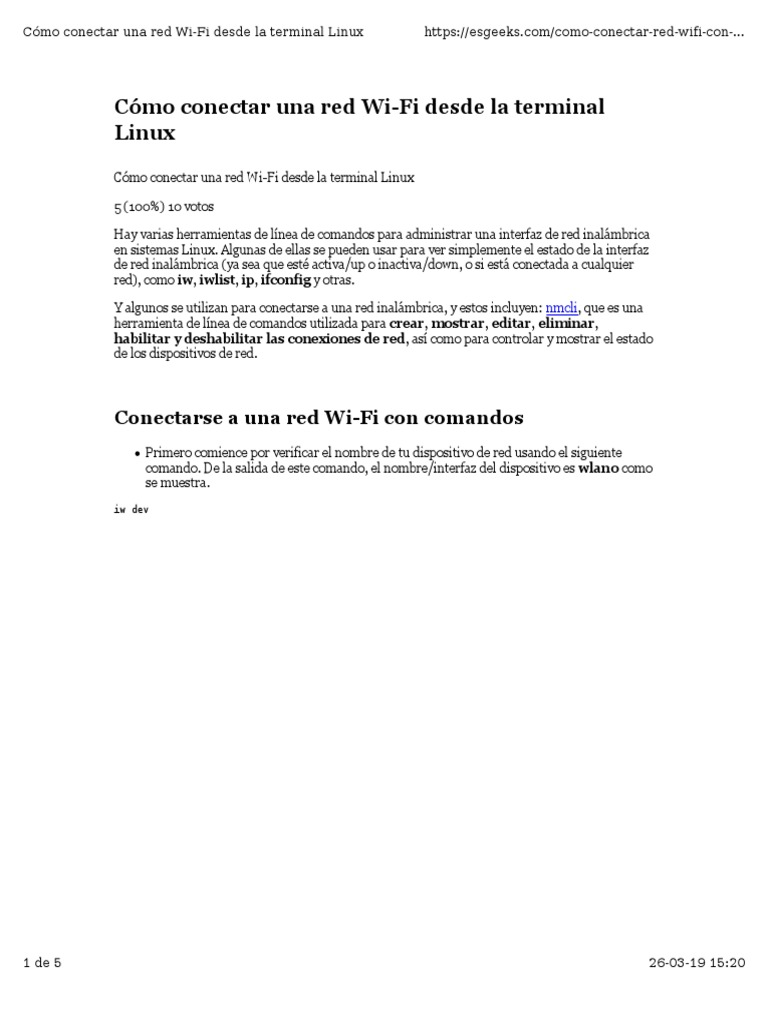 Cómo Conectar Una Red Wi-Fi Desde La Terminal Linux | PDF | Wifi | Red ...