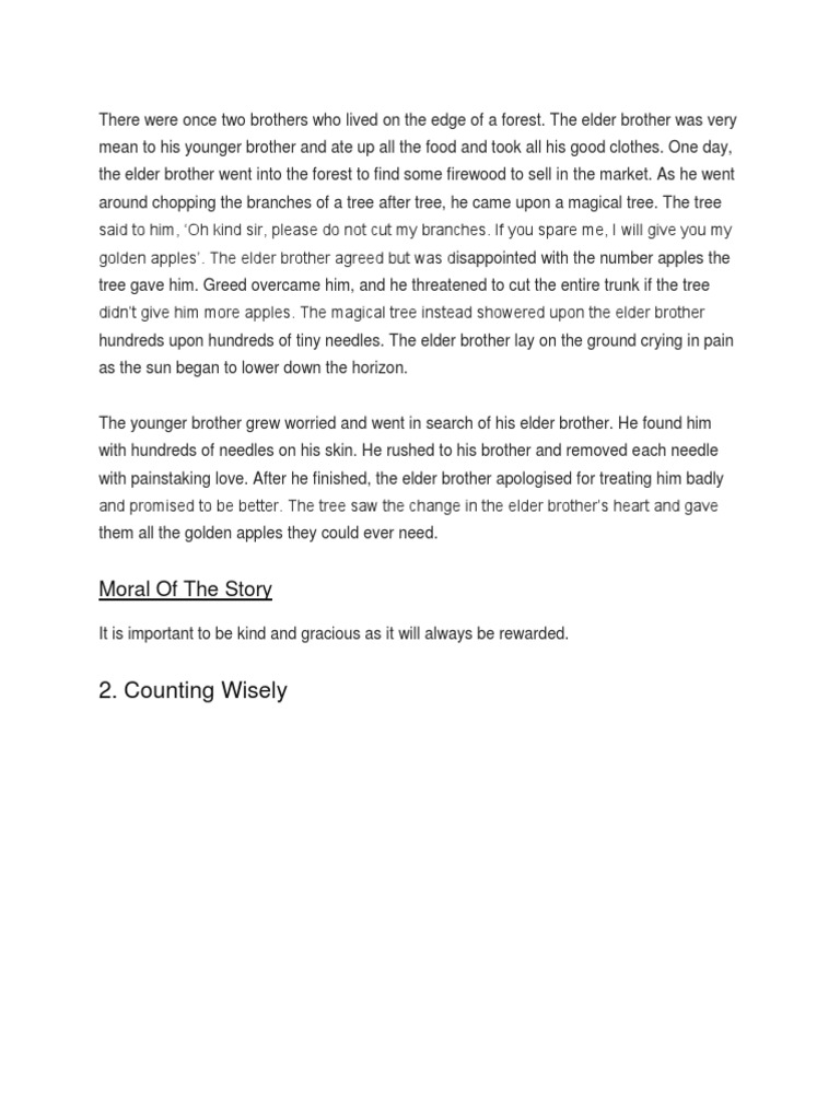 Short Story Moral Lesson | PDF