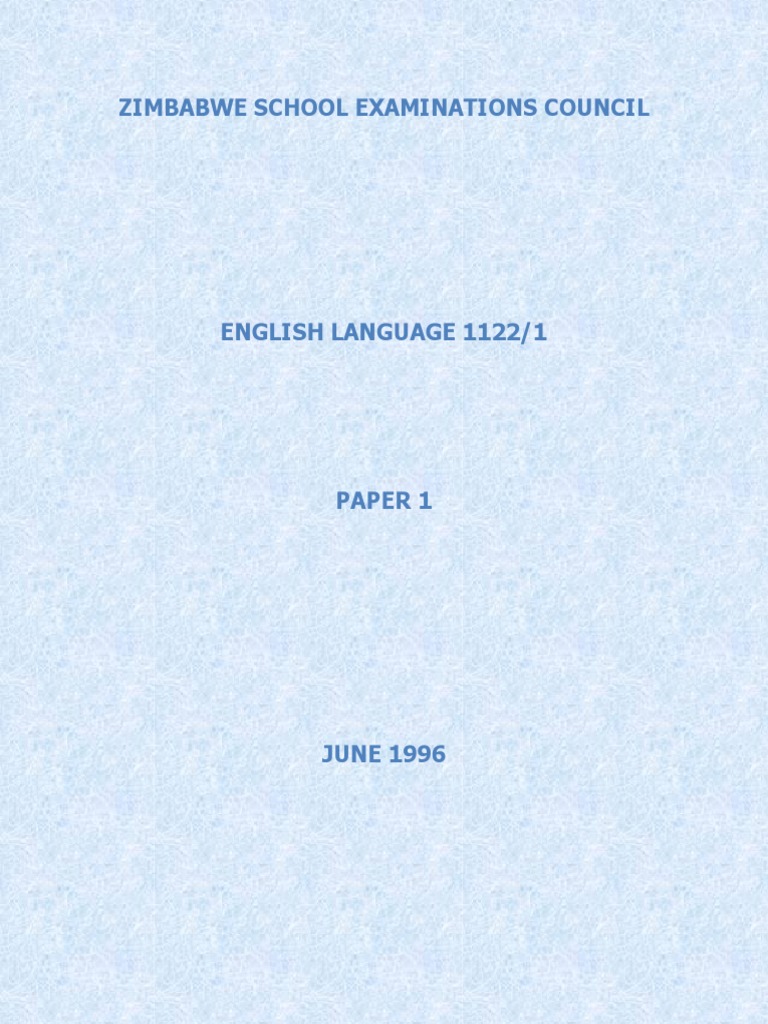 June 1996 ZIMSEC English Paper 1 | PDF