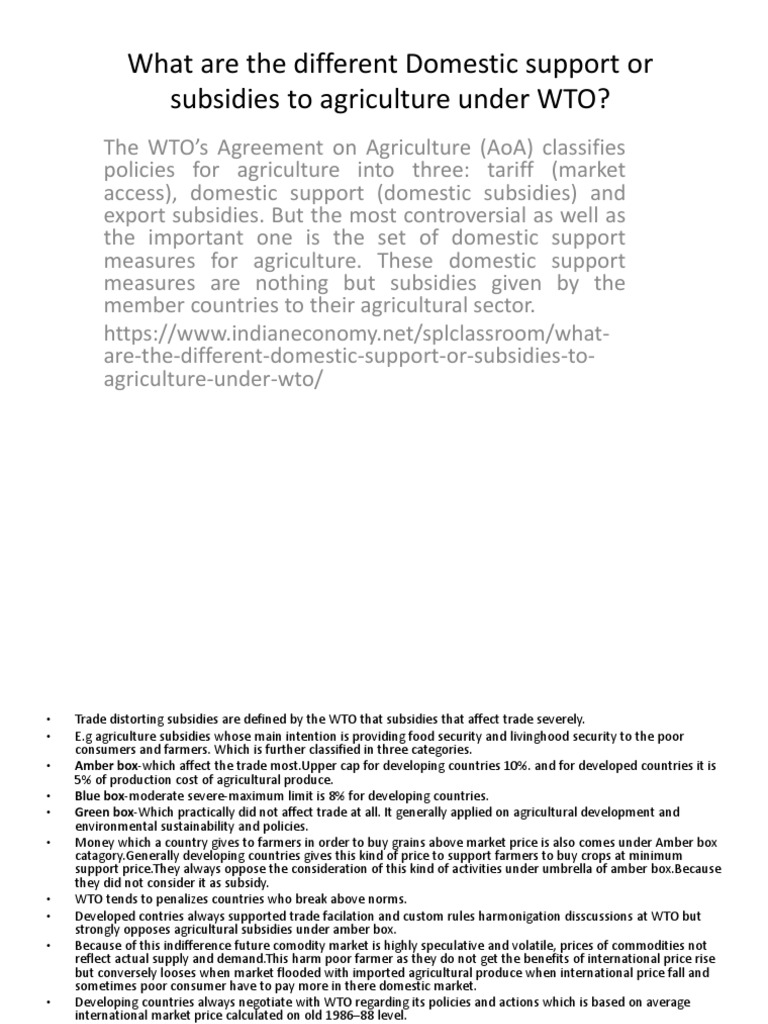 What Are The Different Domestic Support or Subsidies | PDF ...