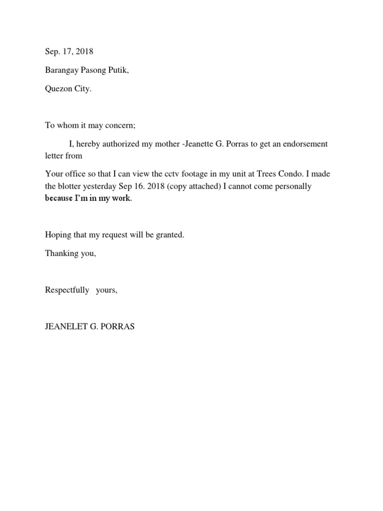 Request for CCTV Footage Endorsement | PDF