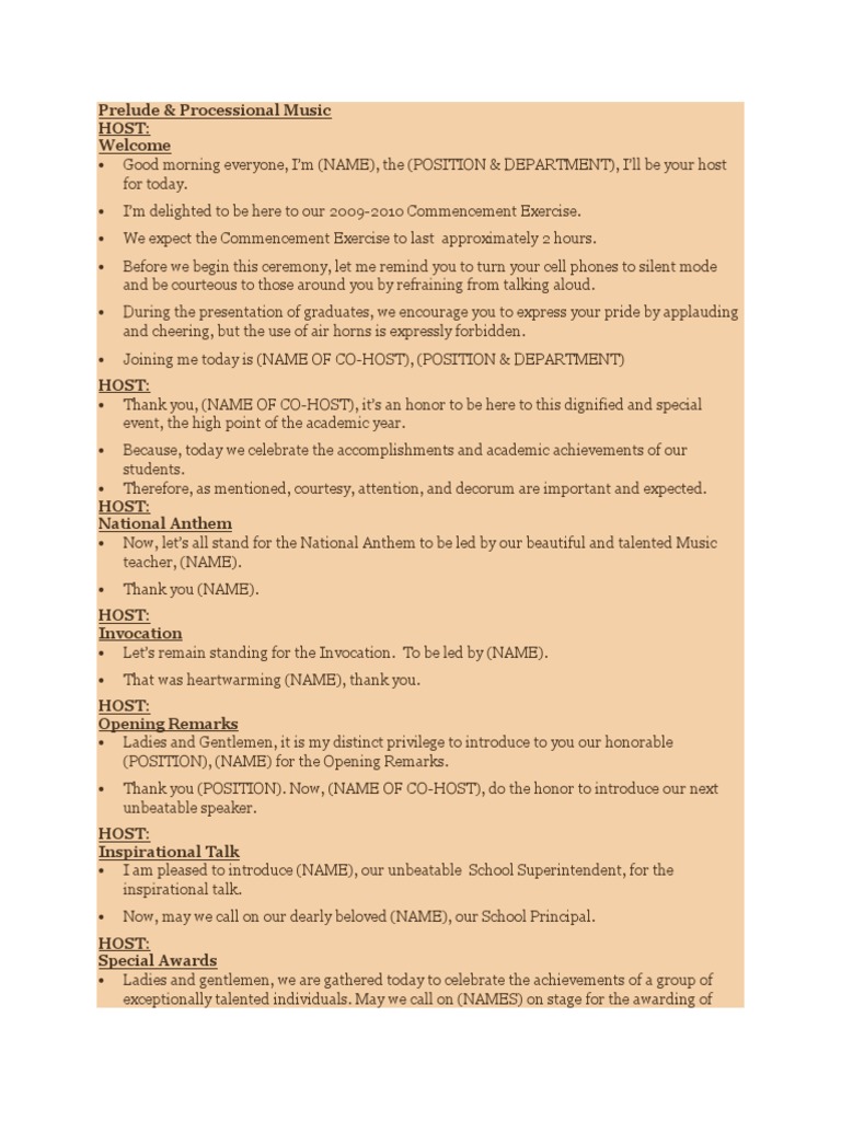 Sample Graduation Script | PDF