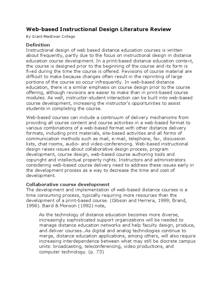 Web-Based Instructional Design Literature Review | PDF | Fair Use | Copyright