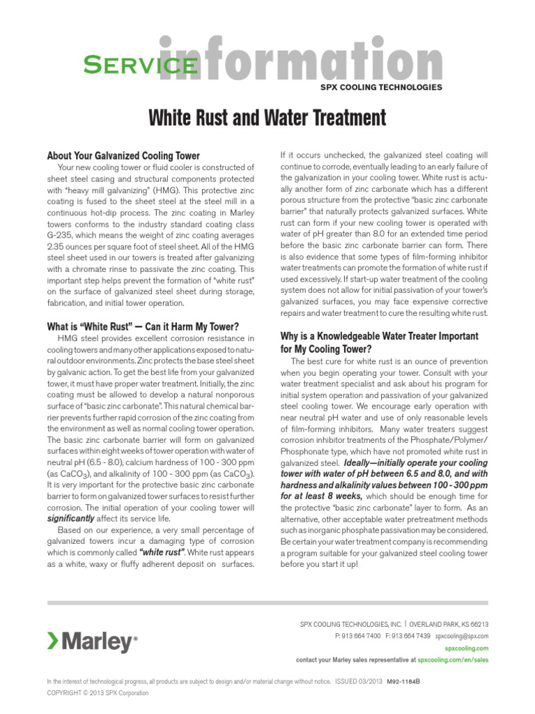White Rust and Water Treatment: About Your Galvanized Cooling Tower | PDF | Galvanization | Rust