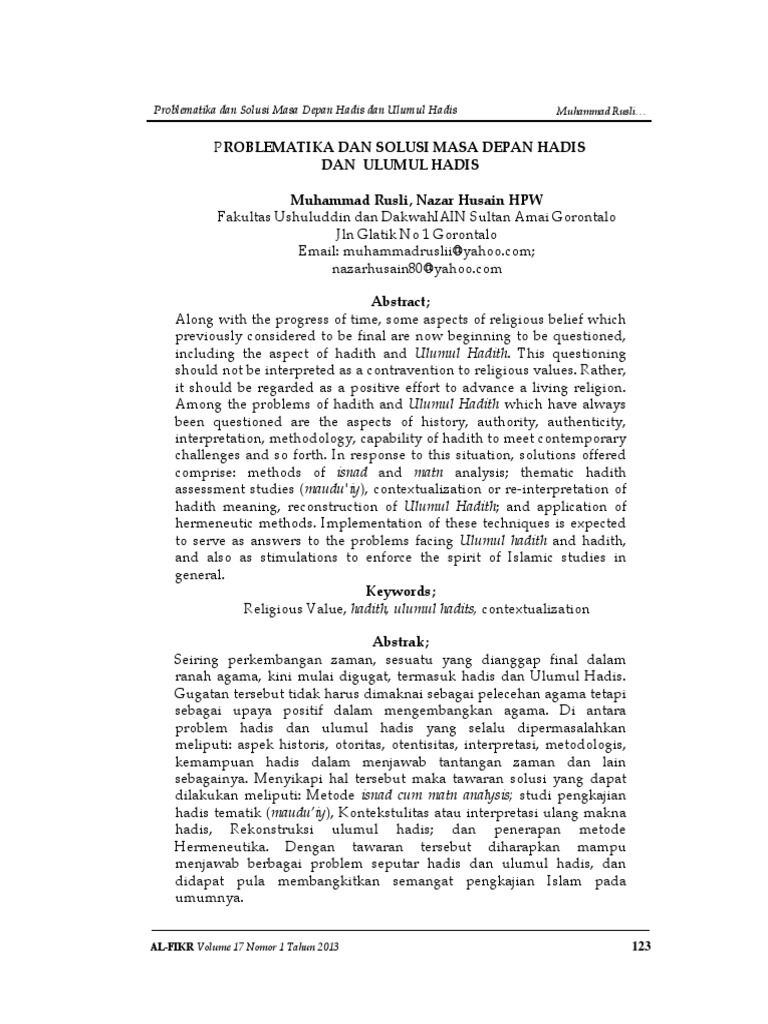 Hadis dan Ulumul Hadis: Problematika & Solusi | PDF | Hadith | Islamic ...