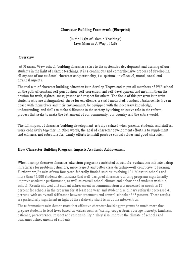 Character Building in Islamic Education | PDF | Mental Health | Life Skills