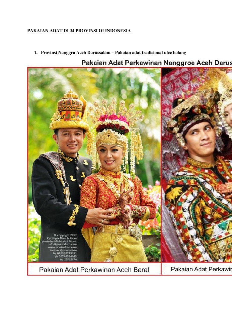 Pakaian Adat 34 Provinsi Indonesia | PDF