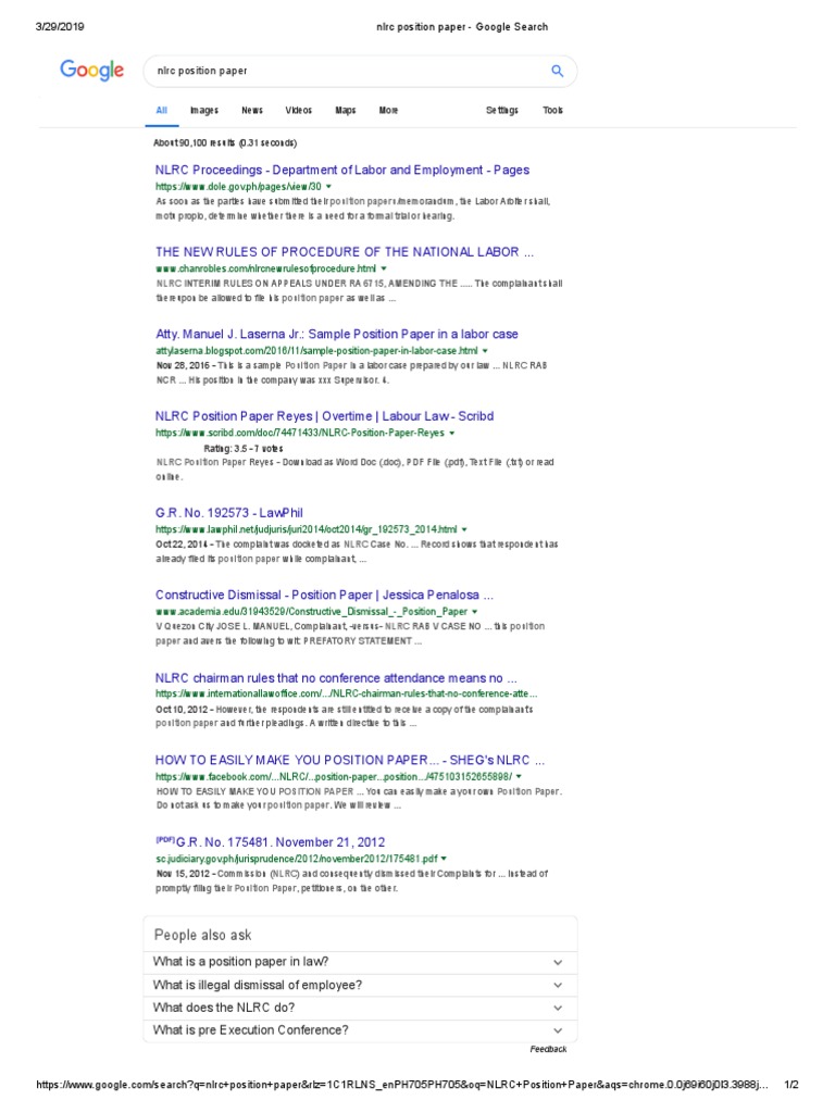 NLRC Position Paper - Google Search | PDF | Complaint | Public Law