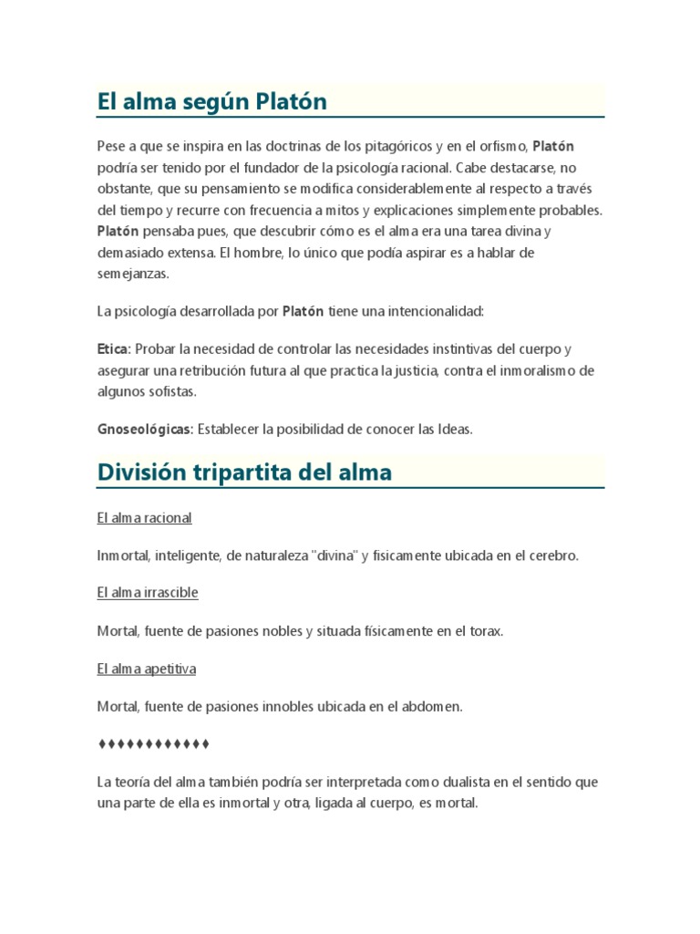 El Alma Según Platón | PDF | Alma | Platón