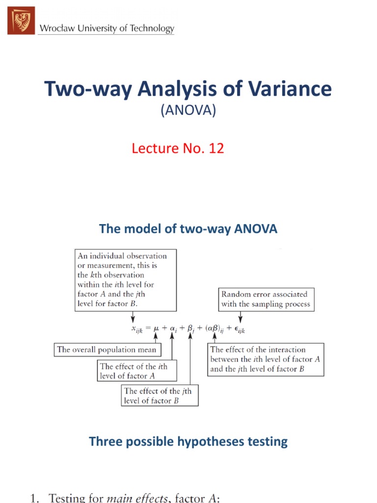 Two Way Analysis of Variance | Download Free PDF | Analysis Of Variance ...