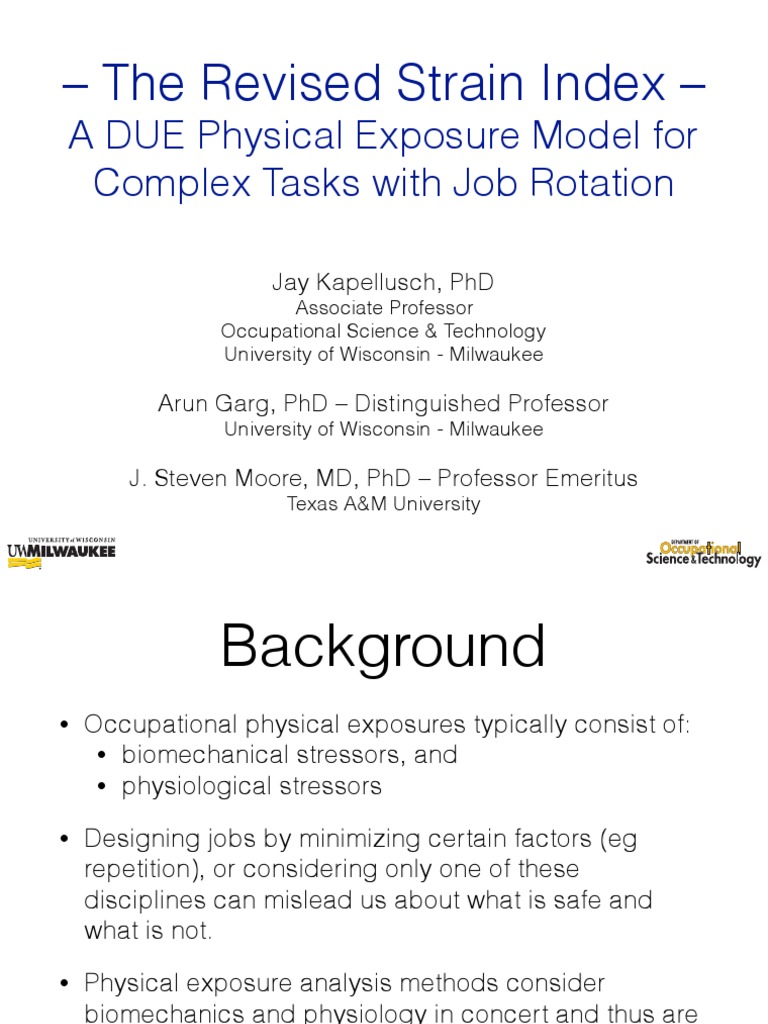 The Revised Strain Index: A Physical Exposure Assessment Model for ...
