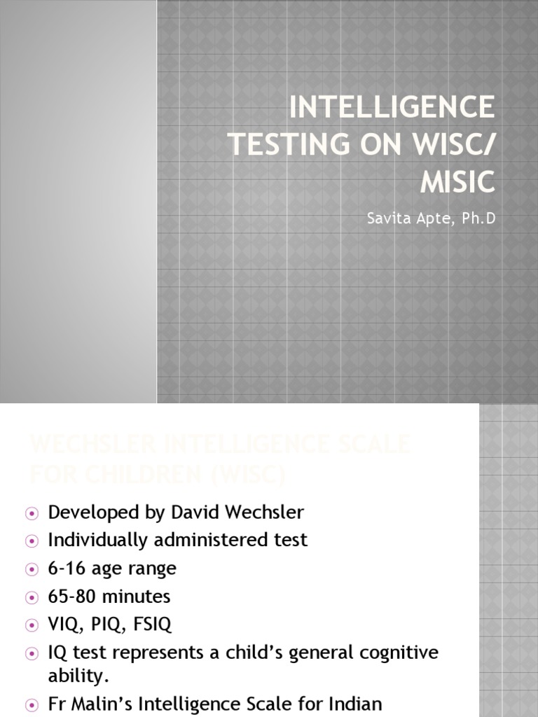 Intelligence Testing On WISC | PDF | Wechsler Adult Intelligence Scale ...