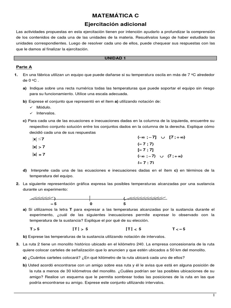 MATEMATICA C - Ejercitación Adicional Con Respuestas NC PDF | PDF | Función (Matemáticas ...